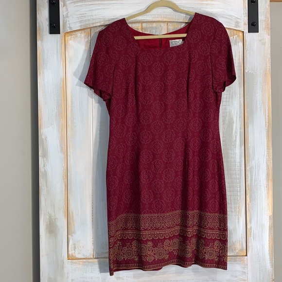 CDC | Dresses | Cdc Caren Desiree Company Burgundy Short Sleeve Dress ...